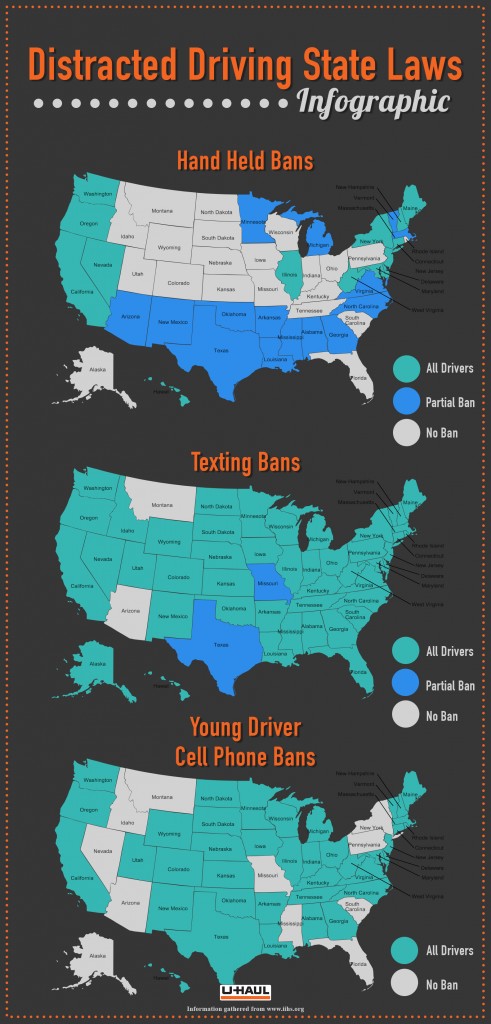 Distracted Driving State Laws Infographic - Moving Insider
