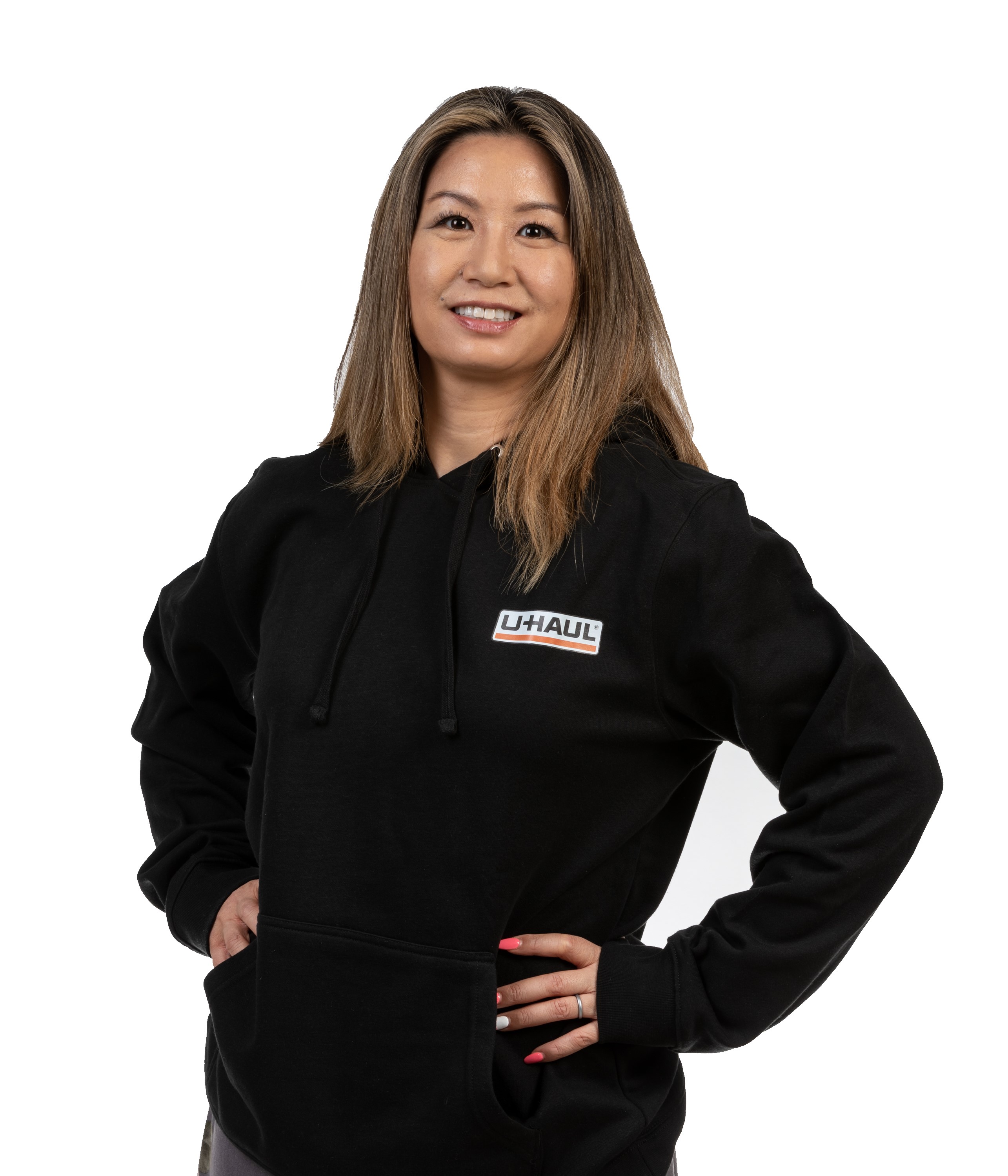 Medium U-Haul Black Fleece Unisex Hoodie With Front Pocket | U-Haul